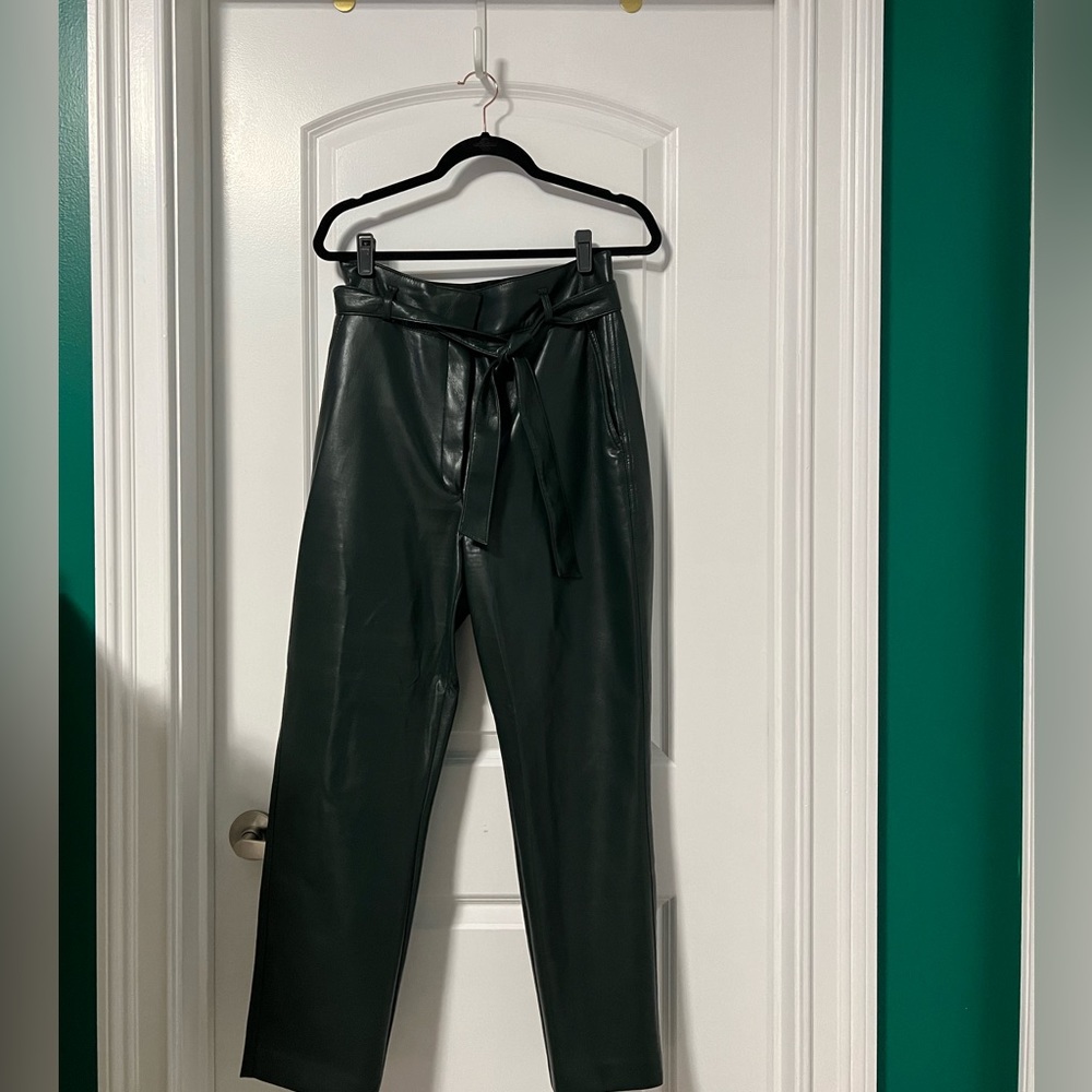 Aritzia (Babaton) Faux Leather Pants With Waist Tie - Gem